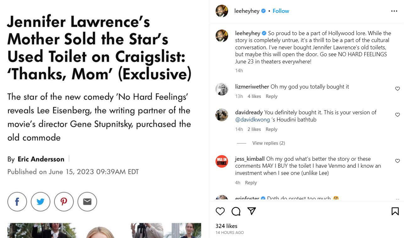 Jennifer Lawrence Exposes Celebrity Who Bought Her Broken Toilet From ...