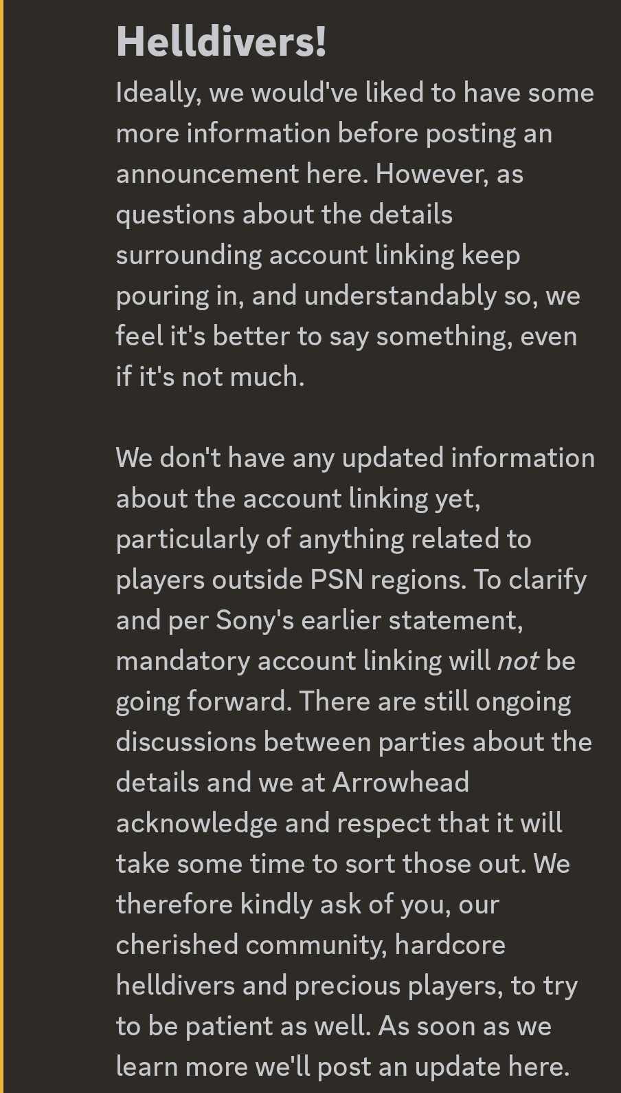 We don't have any updated information…": Helldivers 2's Community ...
