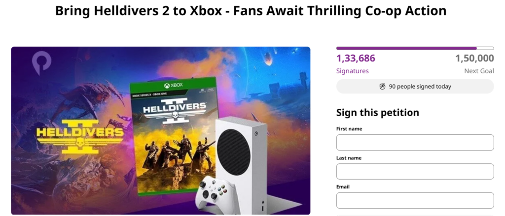 'Bring Helldivers 2 to Xbox' Petition Just Over 17000 Signatures Away From Original Goal - Will ...