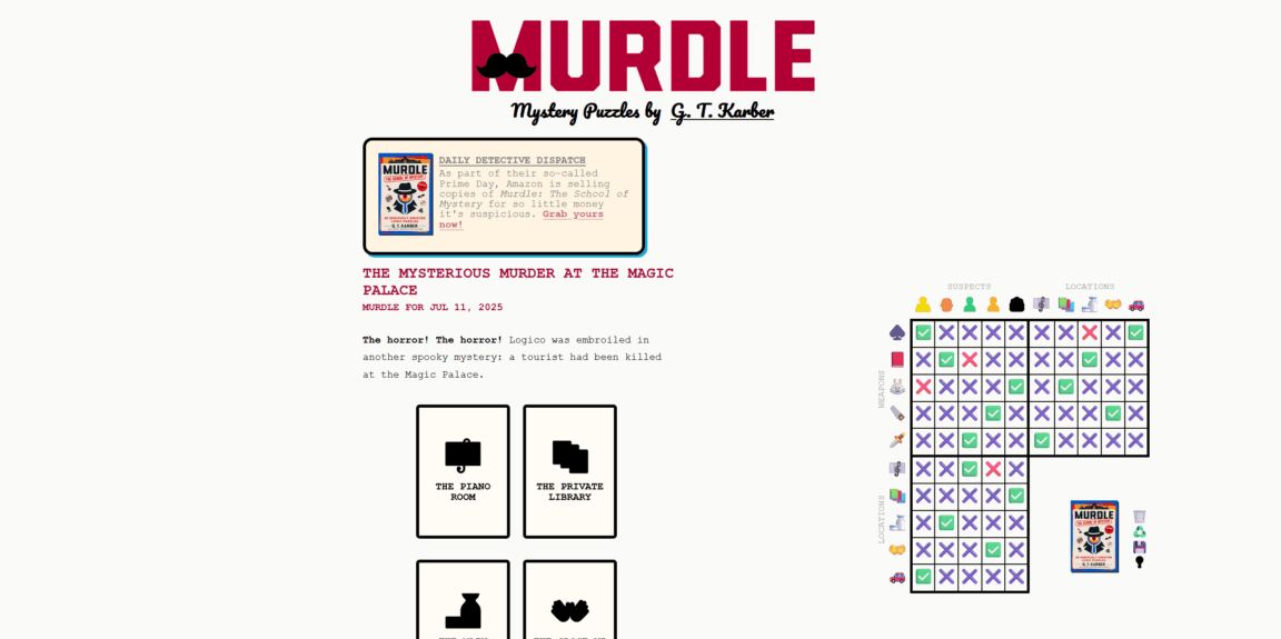Murdle Solution for Today (July 11, 2025)