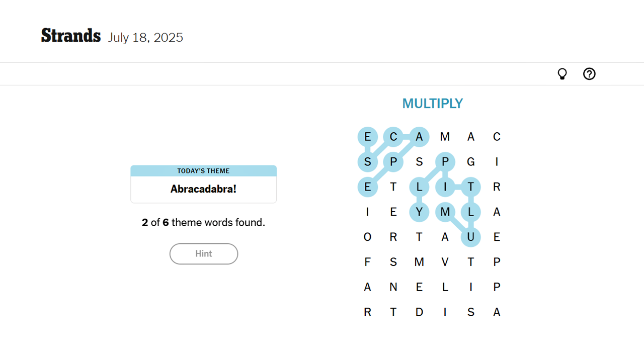 NYT Strands and Connections Solution for Today (July 18, 2025)