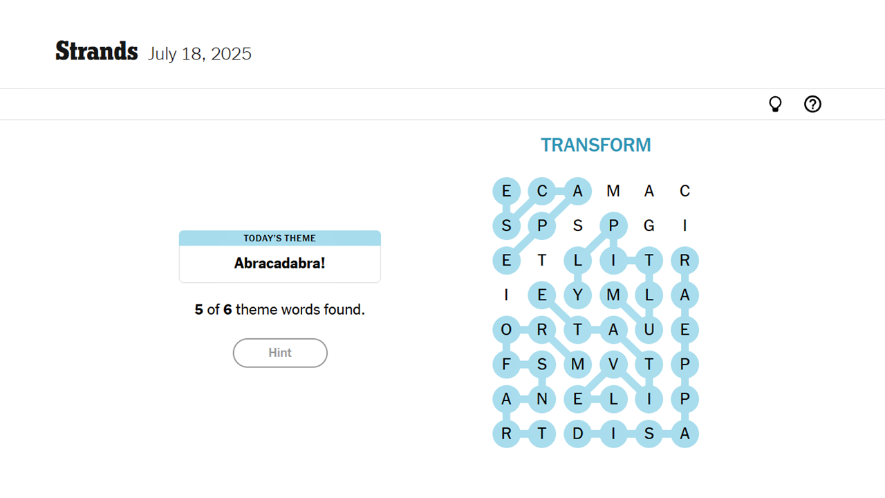 NYT Strands and Connections Solution for Today (July 18, 2025)