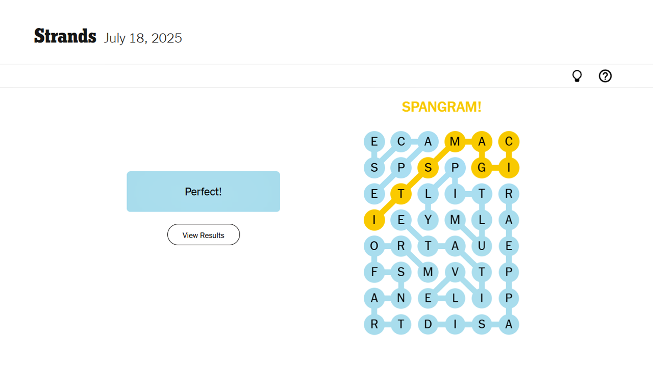 NYT Strands and Connections Solution for Today (July 18, 2025)