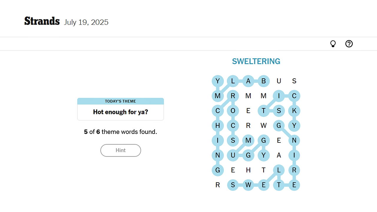 NYT Strands and Connections Solution for Today (July 19, 2025)