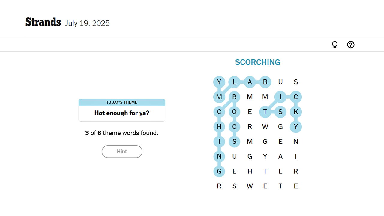NYT Strands and Connections Solution for Today (July 19, 2025)