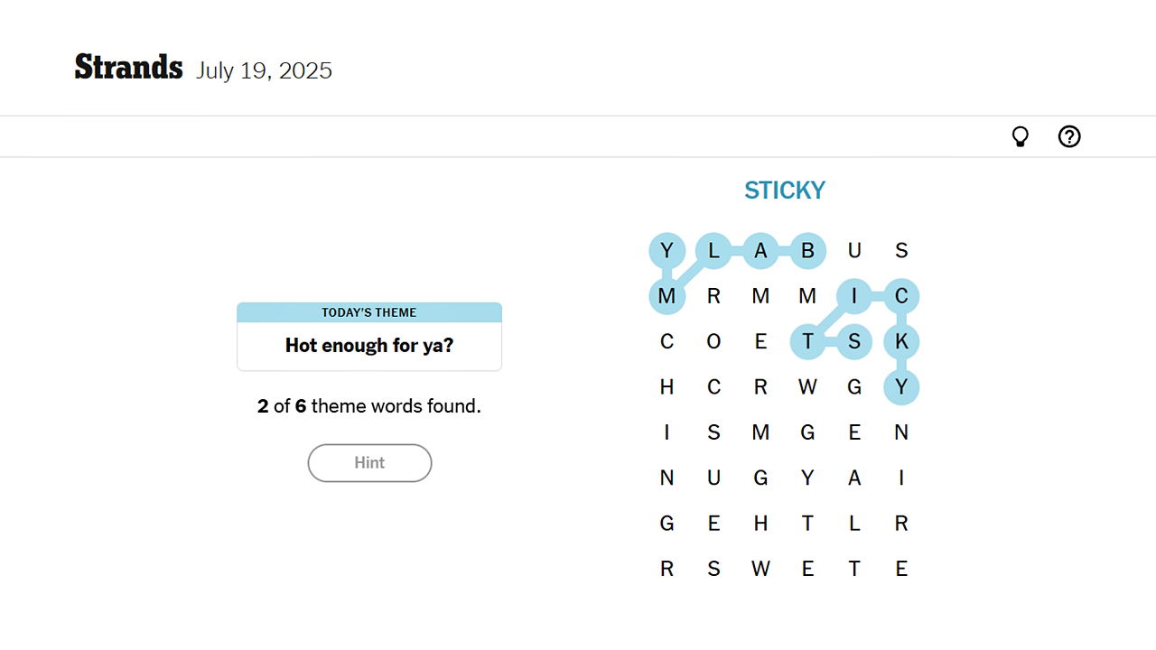 NYT Strands and Connections Solution for Today (July 19, 2025)