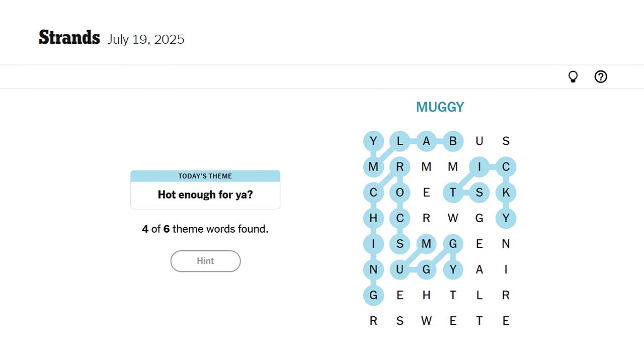 NYT Strands and Connections Solution for Today (July 19, 2025)