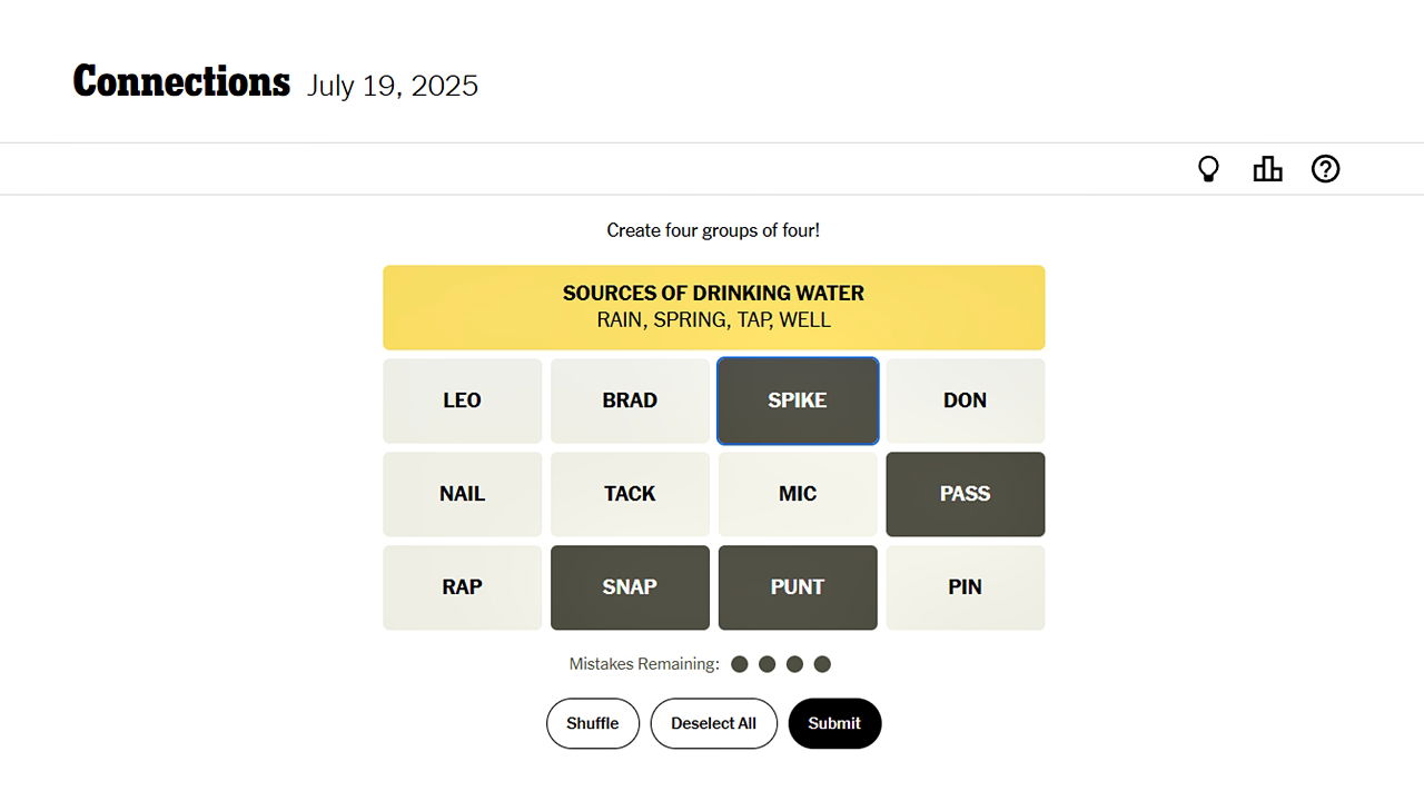 NYT Strands and Connections Solution for Today (July 19, 2025)