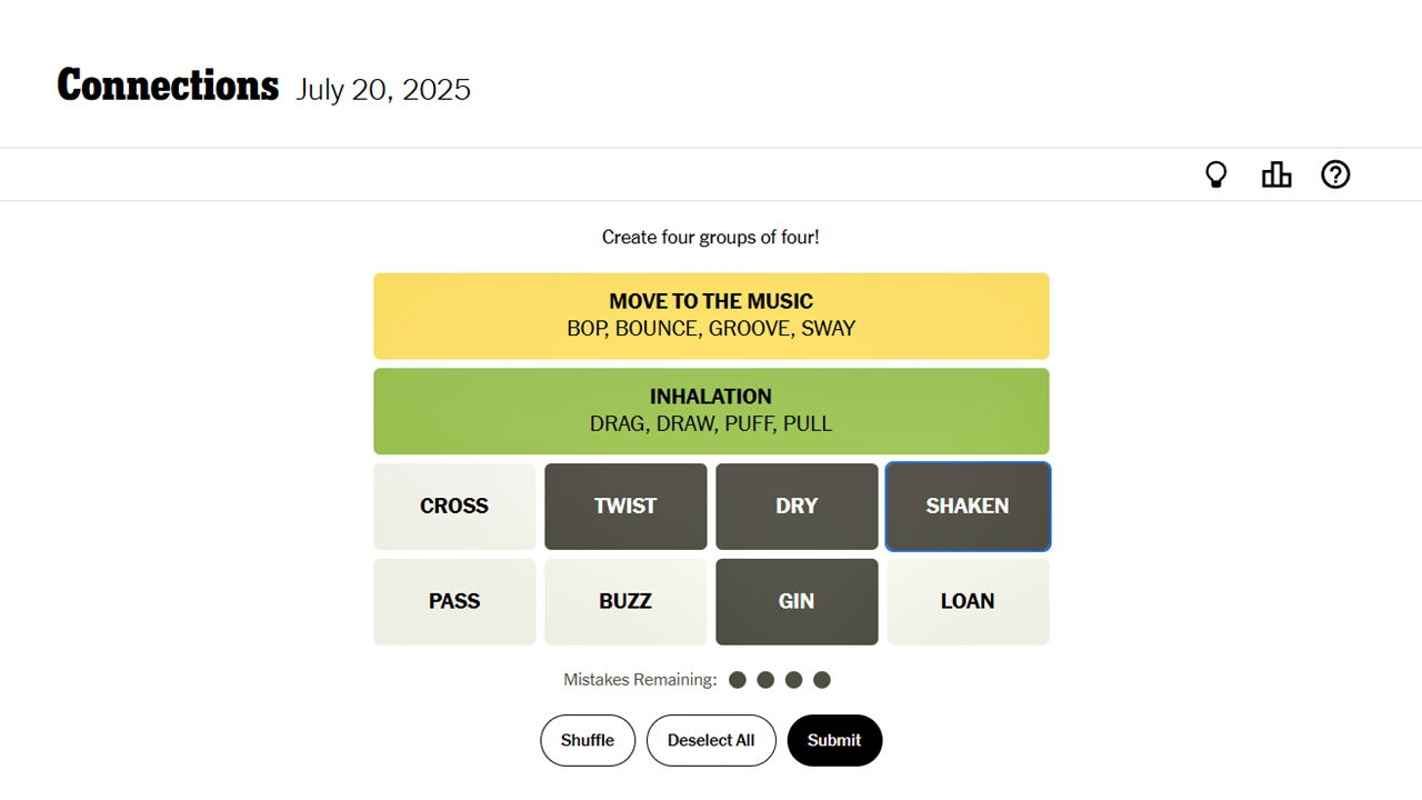 NYT Strands and Connections Solution for Today (July 20, 2025)
