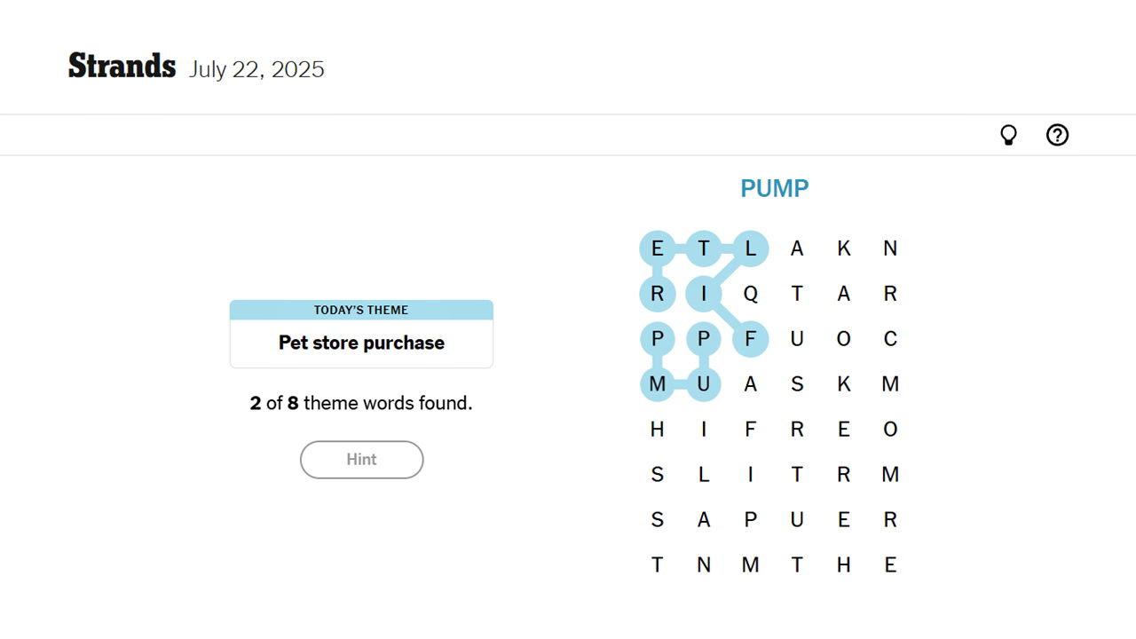 NYT Strands and Connections Solution for Today (July 22, 2025)