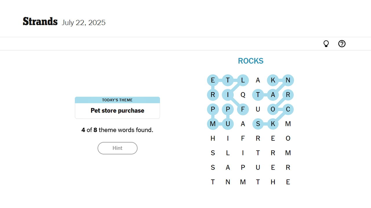 NYT Strands and Connections Solution for Today (July 22, 2025)