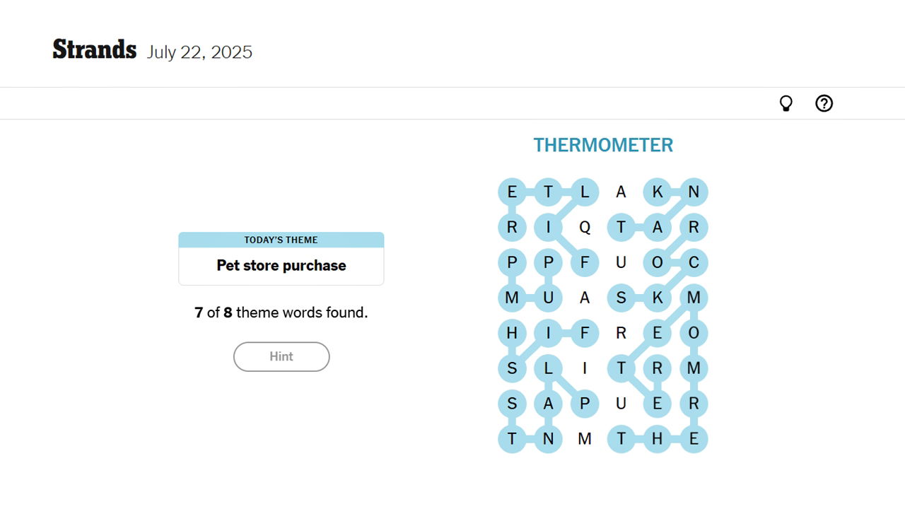 NYT Strands and Connections Solution for Today (July 22, 2025)