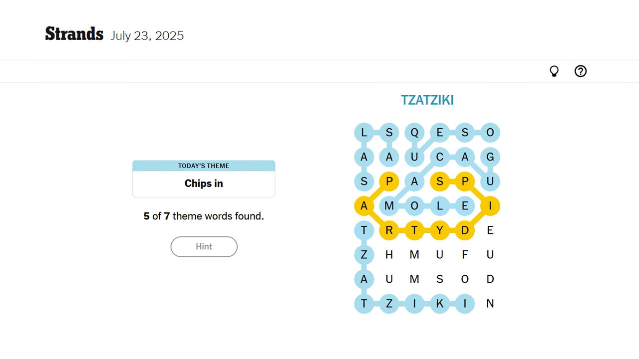 NYT Strands and Connections Solution for Today (July 23, 2025)