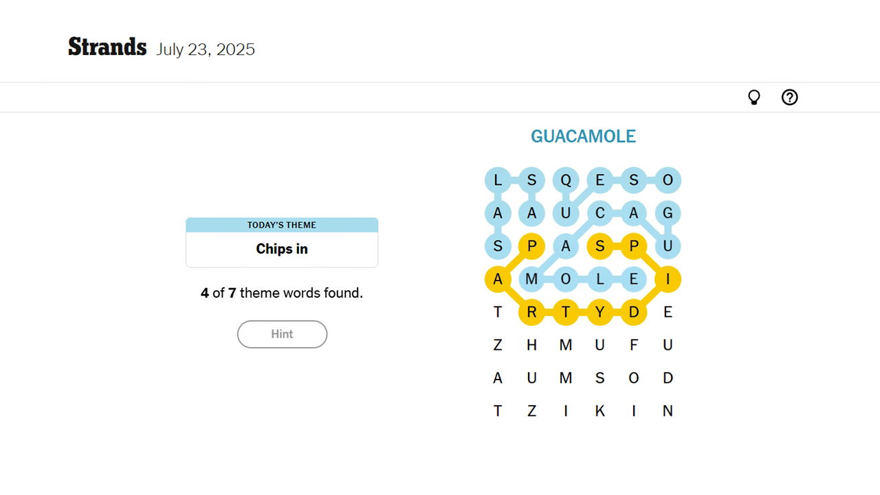 NYT Strands and Connections Solution for Today (July 23, 2025)