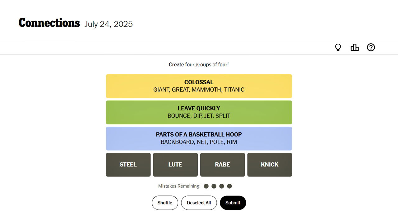 NYT Strands and Connections Solution for Today (July 24, 2025)
