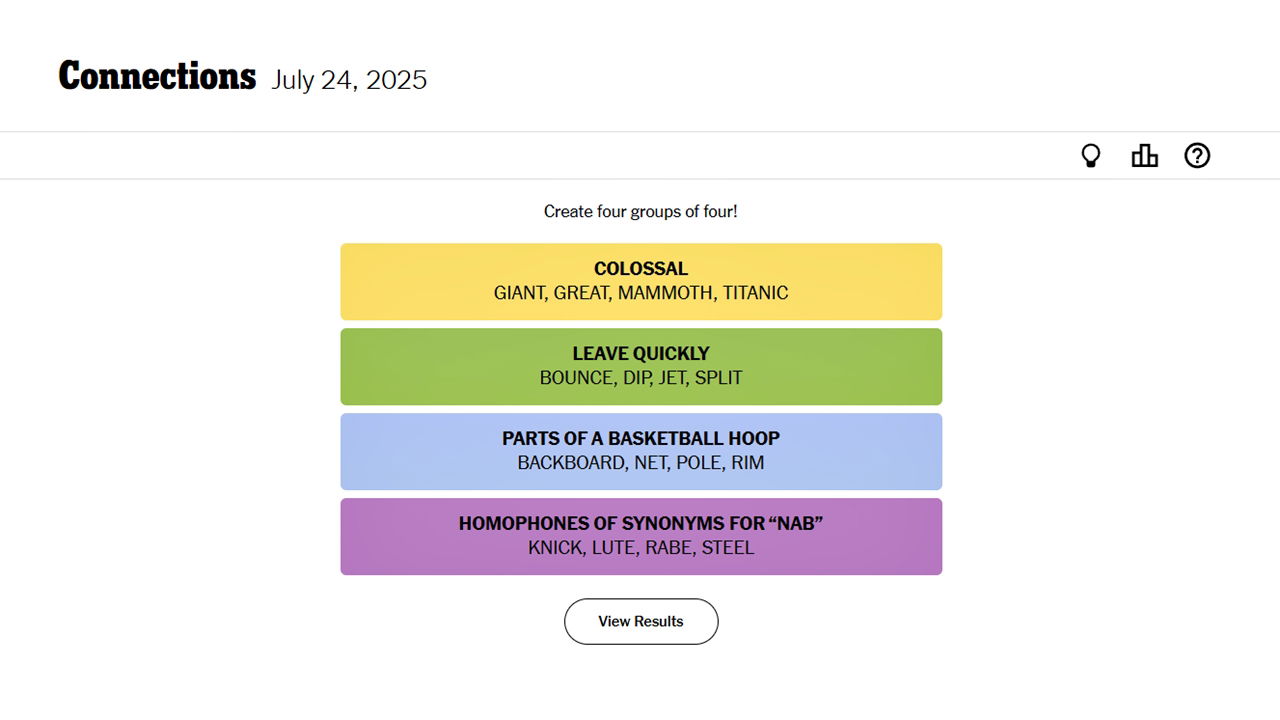 NYT Strands and Connections Solution for Today (July 24, 2025)