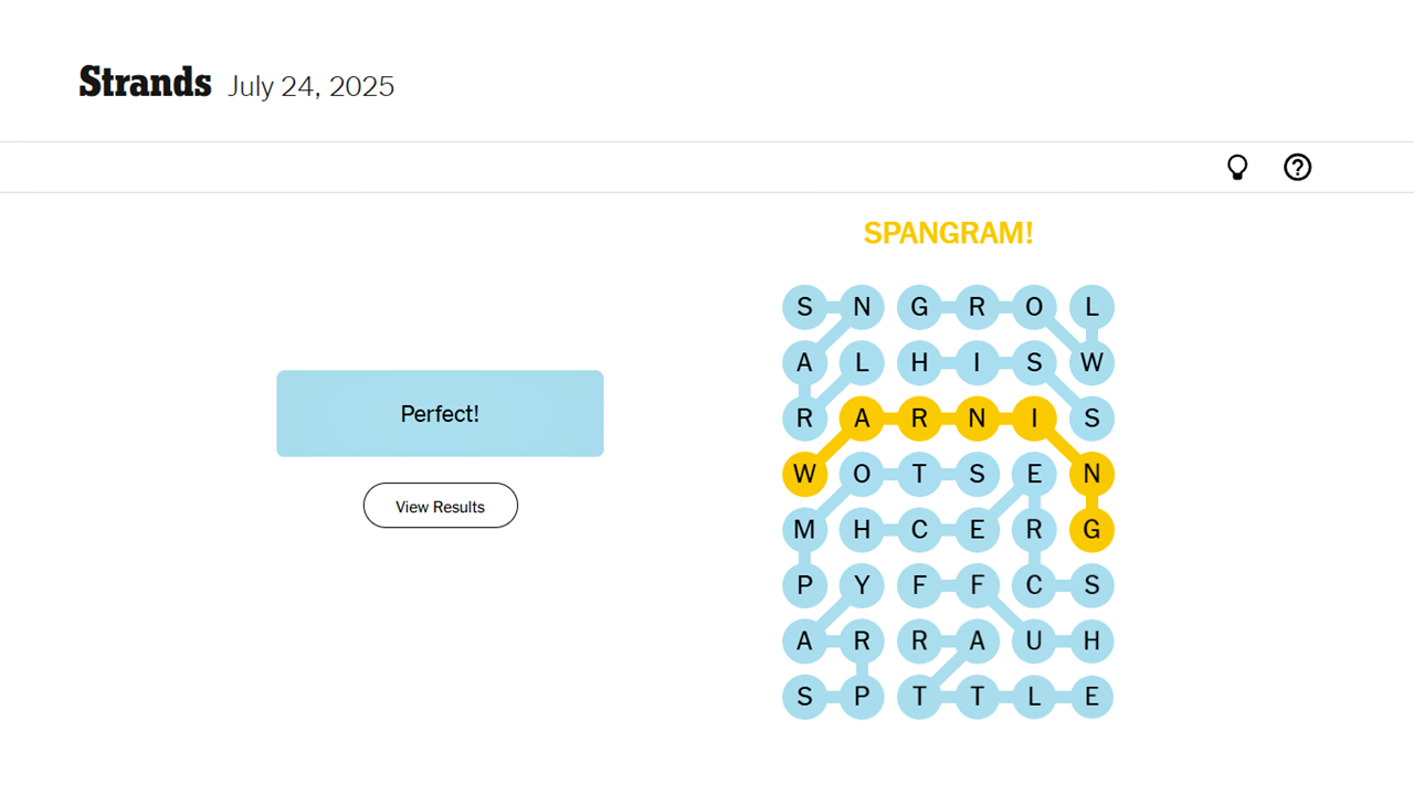 NYT Strands and Connections Solution for Today (July 24, 2025)
