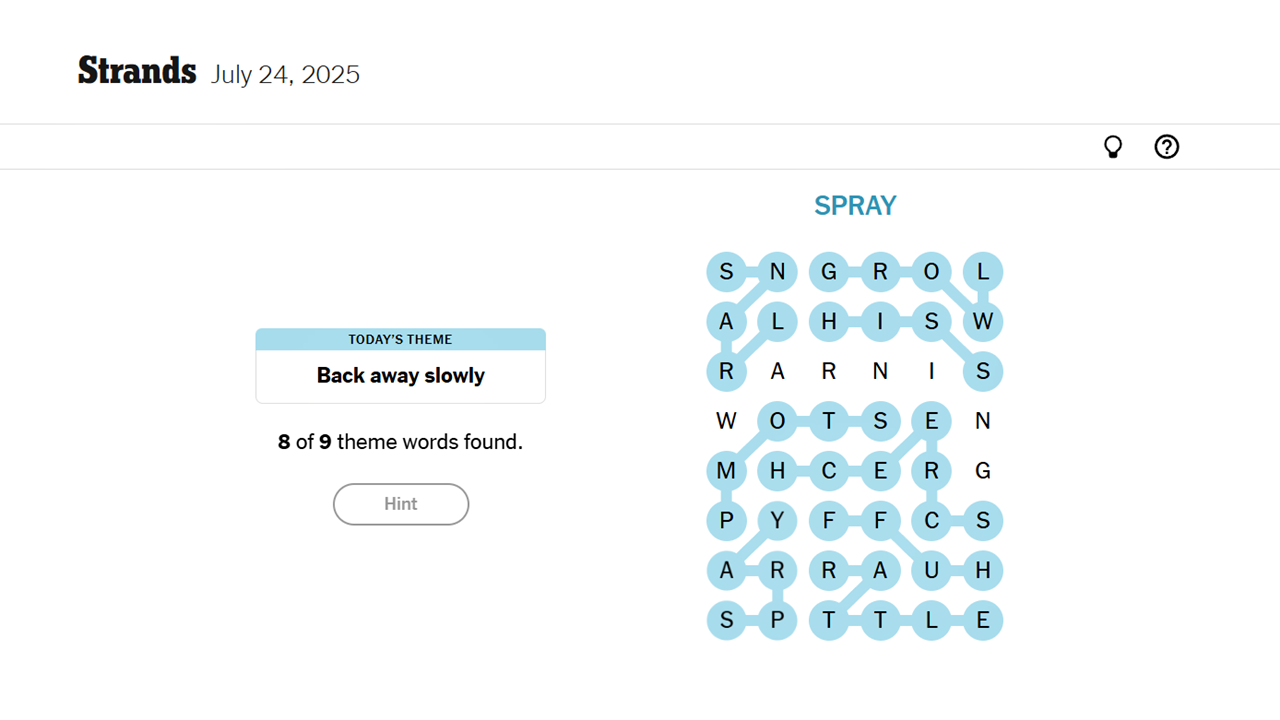 NYT Strands and Connections Solution for Today (July 24, 2025)