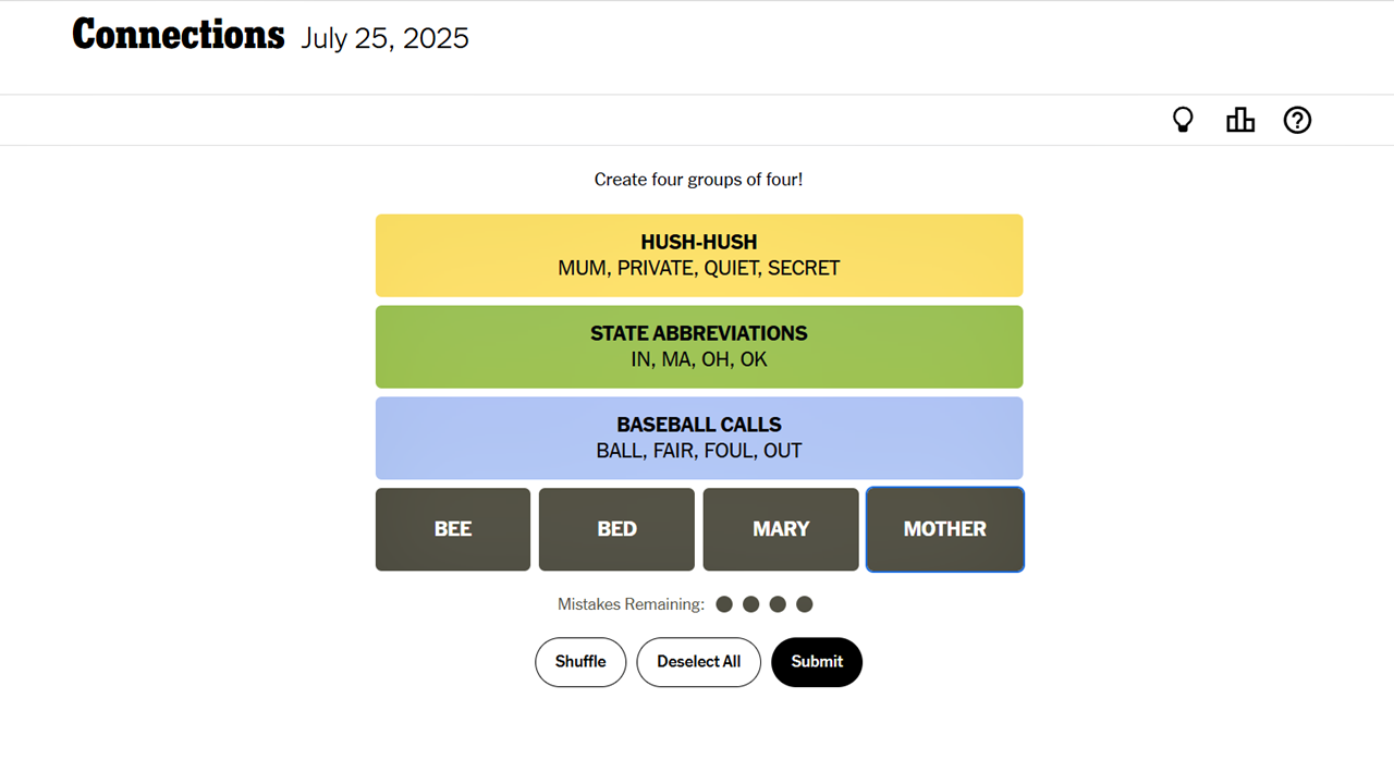 NYT Strands and Connections Solution for Today (July 25, 2025)