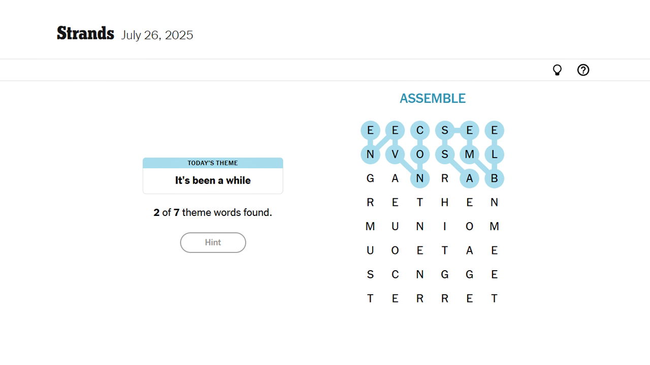NYT Strands and Connections Solution for Today (July 26, 2025)