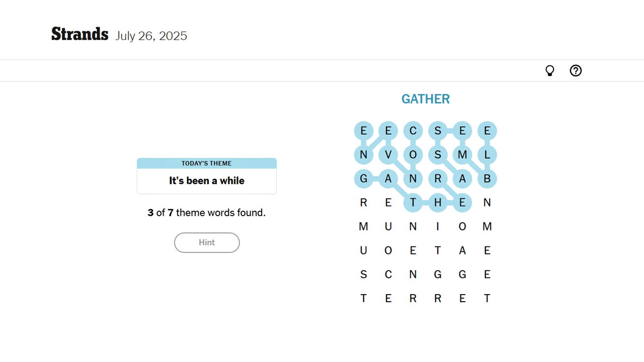 NYT Strands and Connections Solution for Today (July 26, 2025)