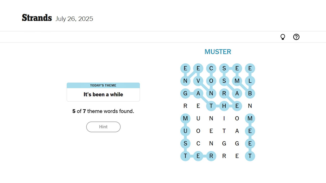 NYT Strands and Connections Solution for Today (July 26, 2025)