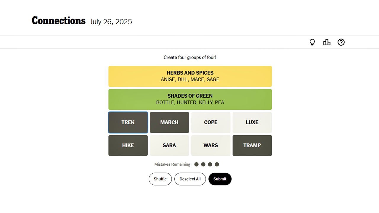NYT Strands and Connections Solution for Today (July 26, 2025)