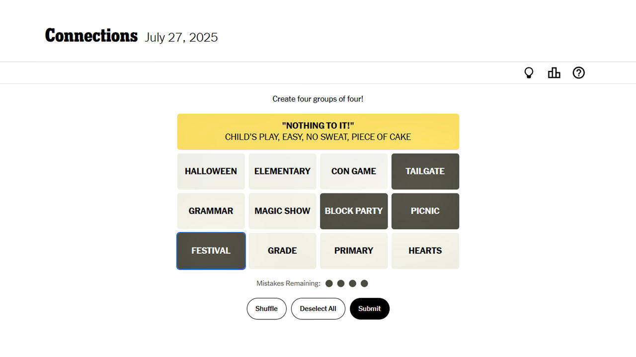 NYT Strands and Connections Solution for Today (July 27, 2025)