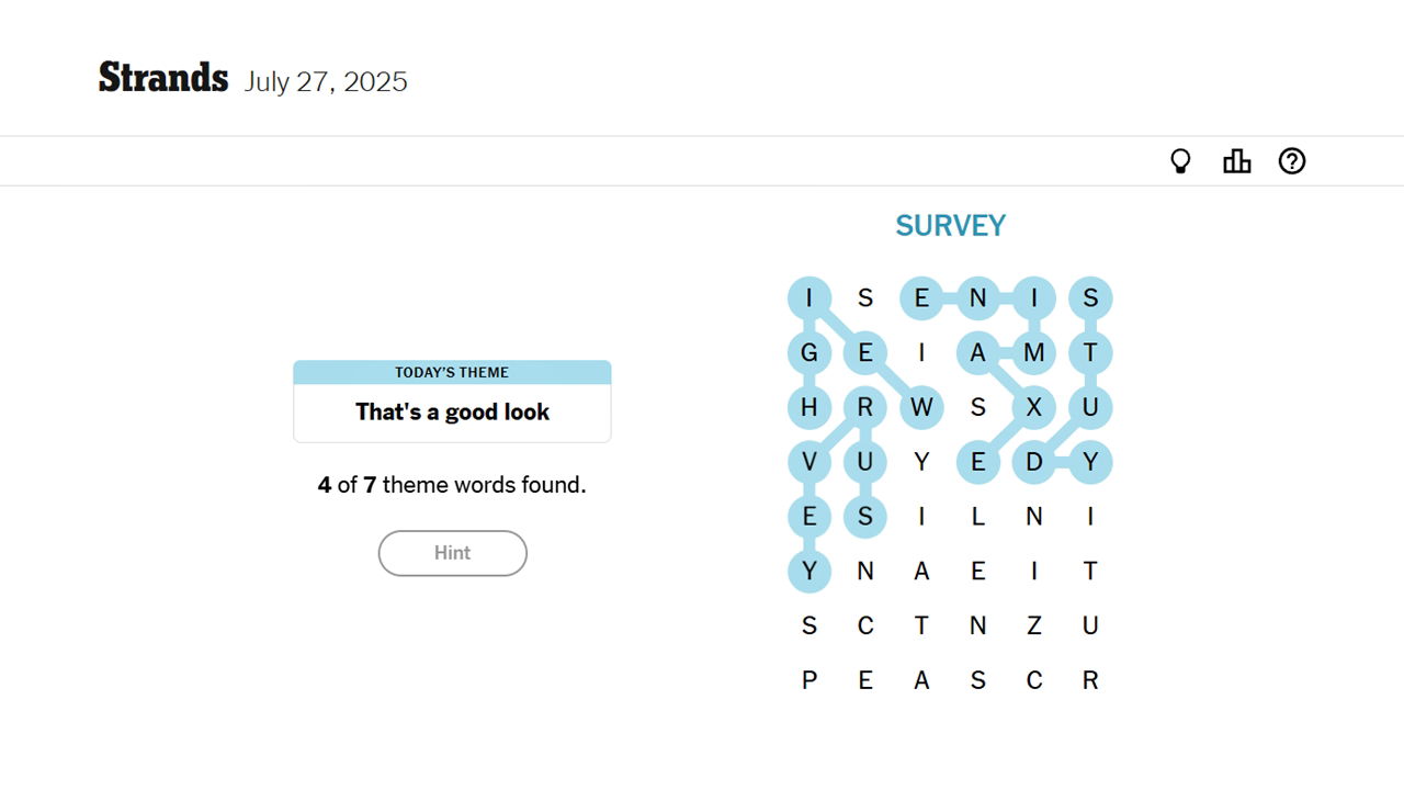 NYT Strands and Connections Solution for Today (July 27, 2025)