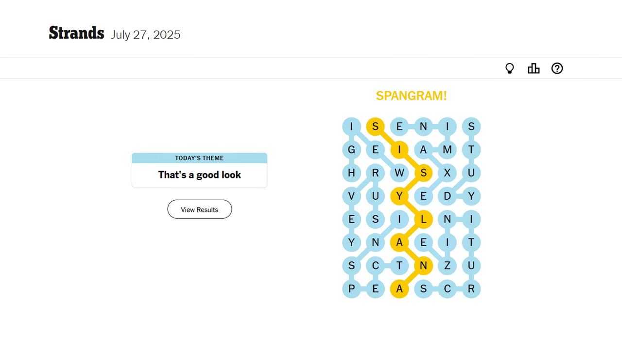 NYT Strands and Connections Solution for Today (July 27, 2025)