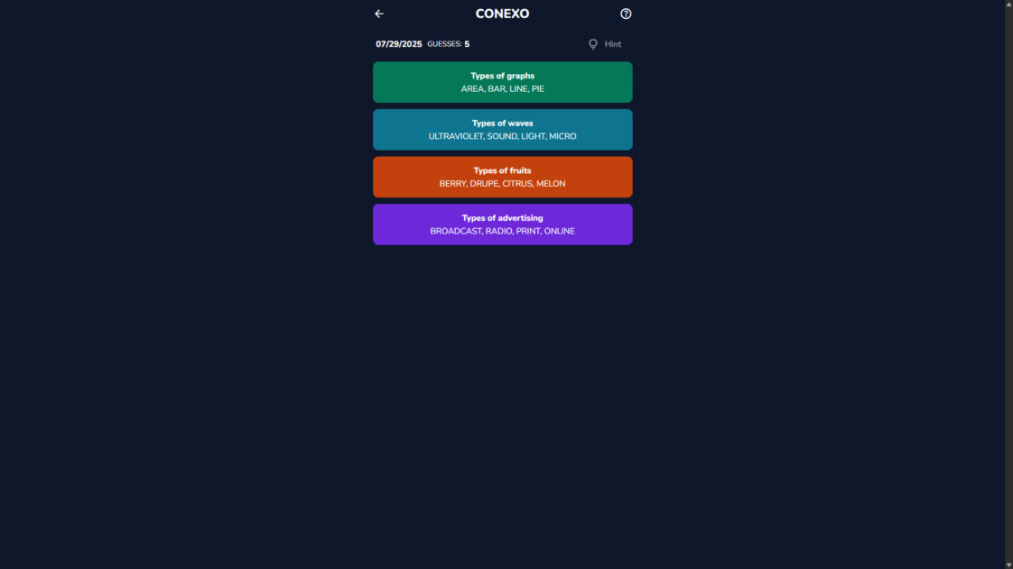 Daily Conexo, Contexto, and Letroso Solutions For Today (July 29, 2025)