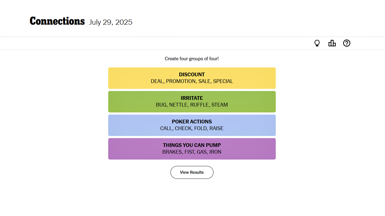 NYT Strands and Connections Solution for Today (July 29, 2025)