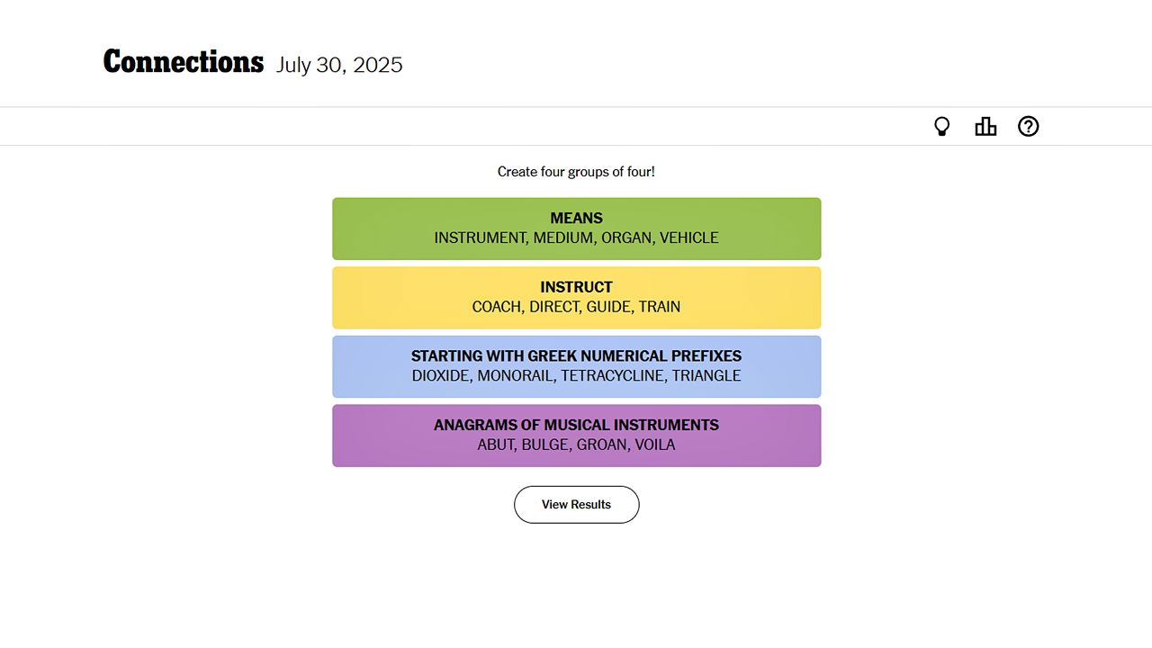 NYT Strands and Connections Solution for Today (July 30, 2025)
