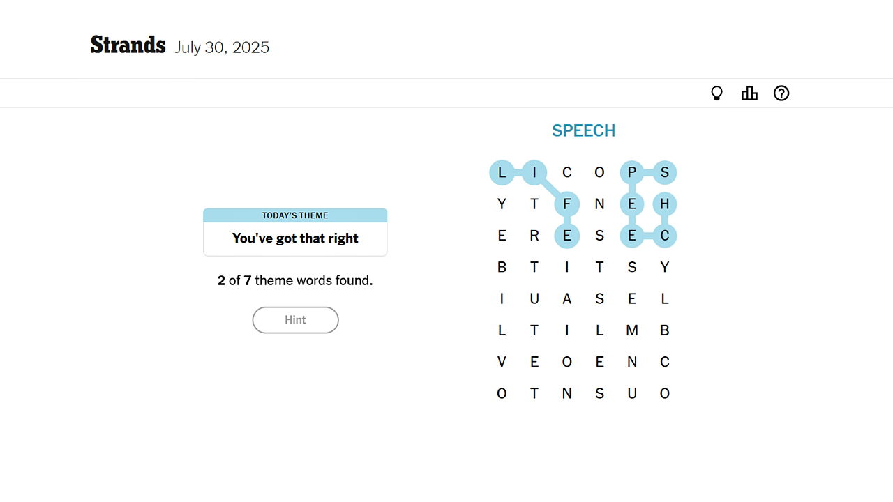 NYT Strands and Connections Solution for Today (July 30, 2025)