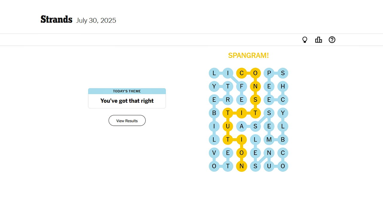 NYT Strands and Connections Solution for Today (July 30, 2025)