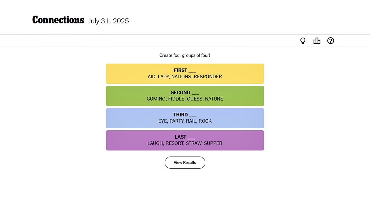 NYT Strands and Connections Solution for Today (July 31, 2025)