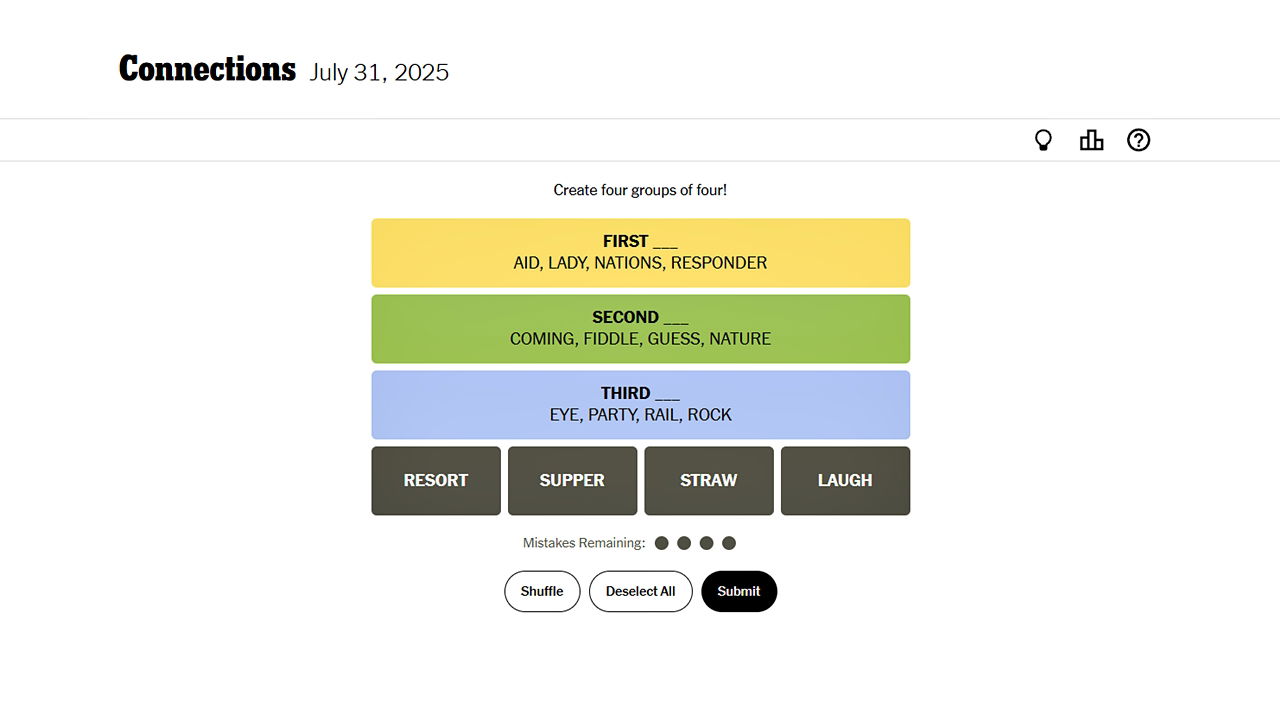 NYT Strands and Connections Solution for Today (July 31, 2025)