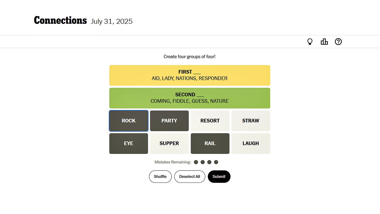 NYT Strands and Connections Solution for Today (July 31, 2025)
