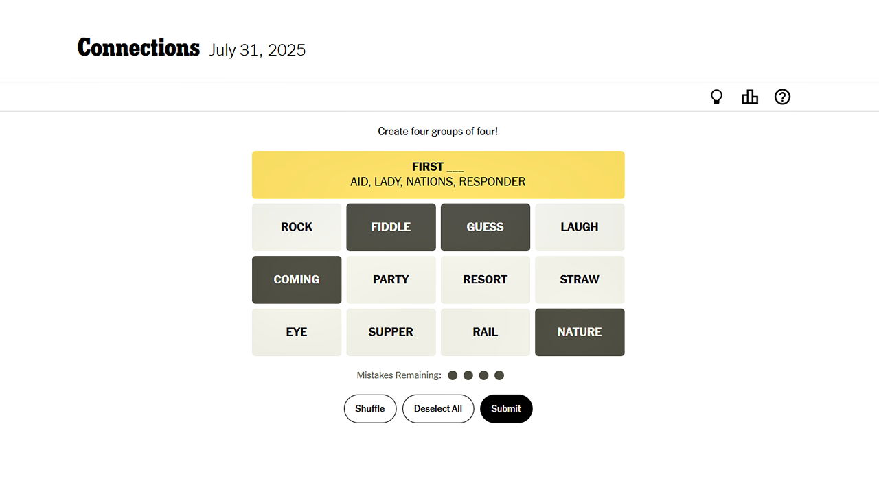 NYT Strands and Connections Solution for Today (July 31, 2025)