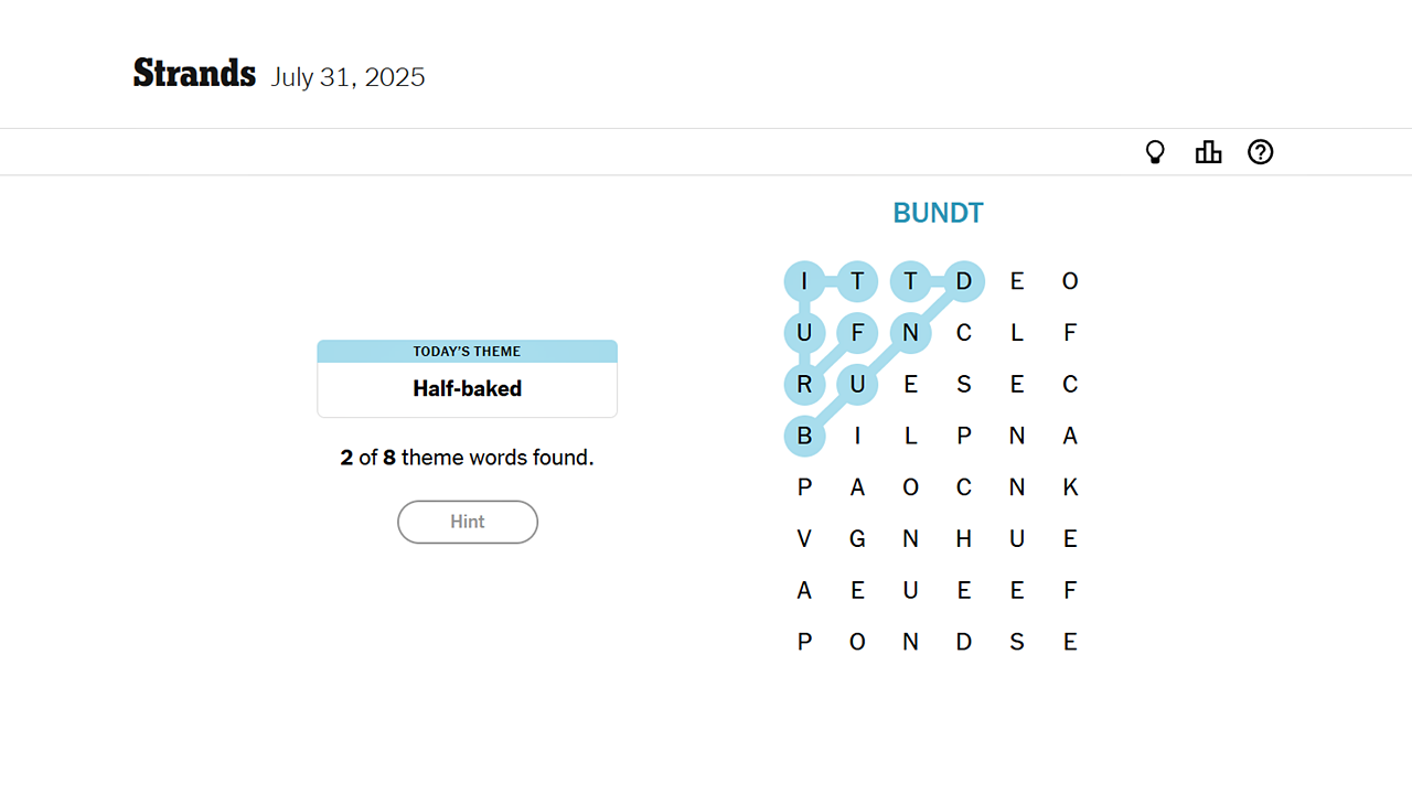 NYT Strands and Connections Solution for Today (July 31, 2025)