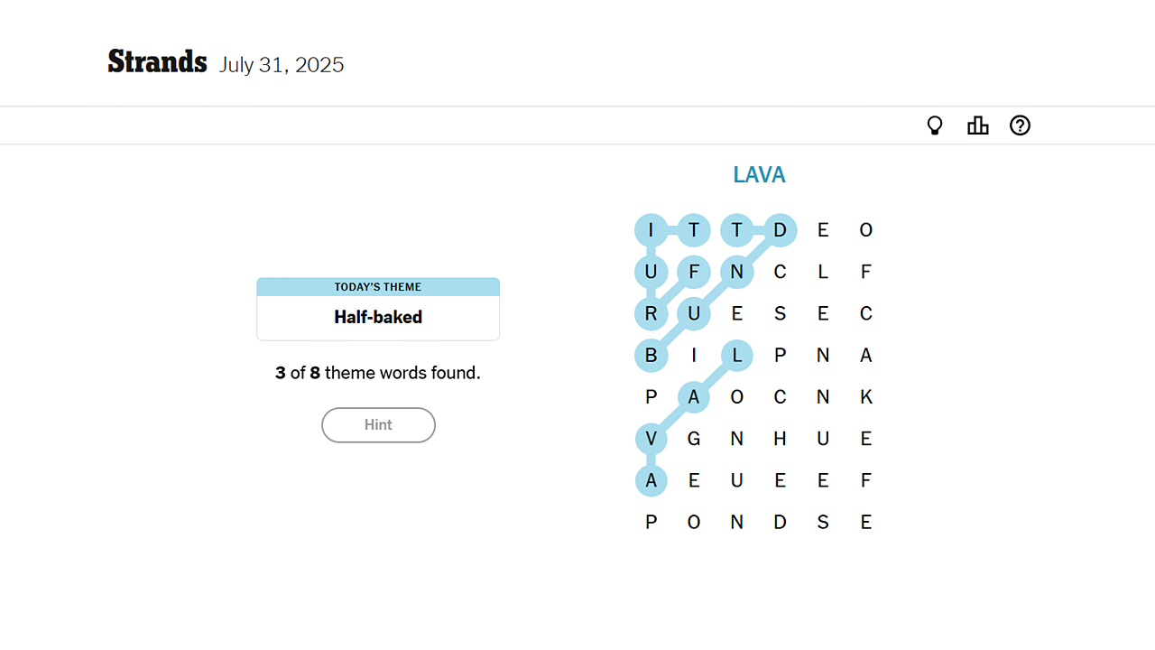 NYT Strands and Connections Solution for Today (July 31, 2025)