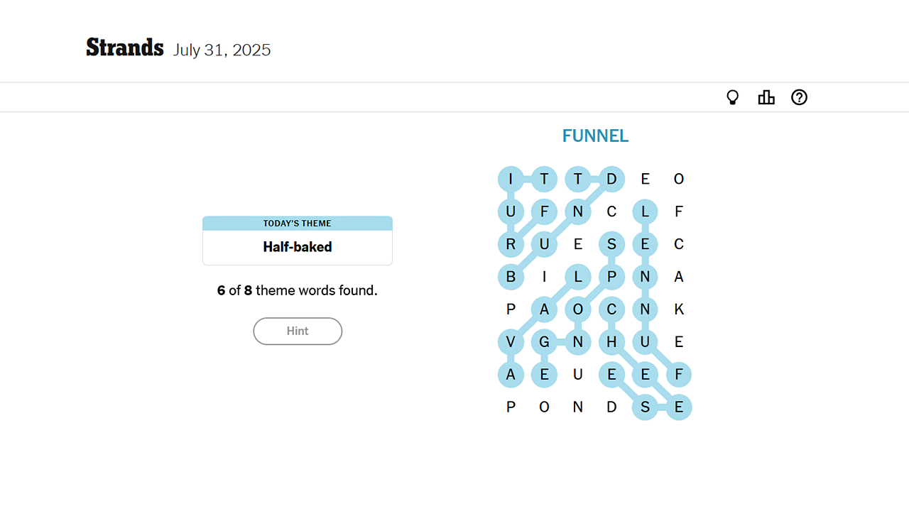 NYT Strands and Connections Solution for Today (July 31, 2025)