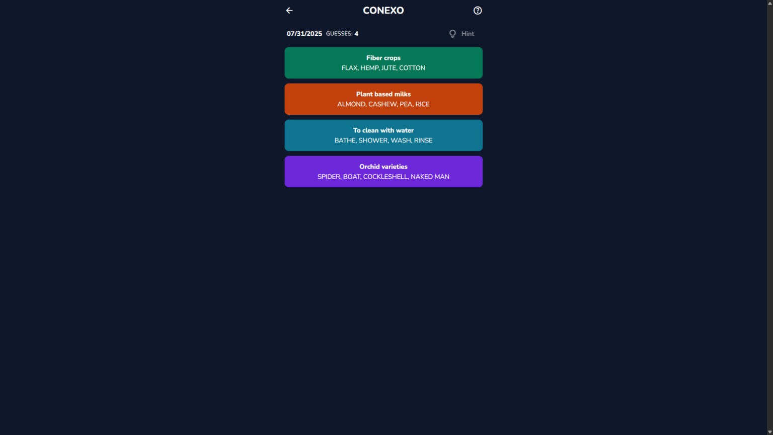 Daily Conexo, Contexto, and Letroso Solutions For Today (July 31, 2025)