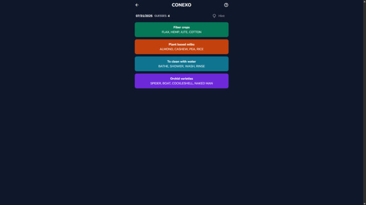 Daily Conexo, Contexto, and Letroso Solutions For Today (July 31, 2025)