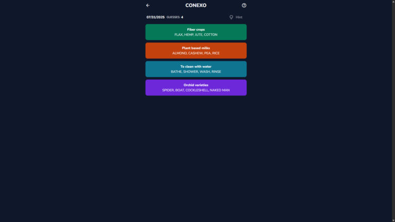 Daily Conexo, Contexto, and Letroso Solutions For Today (July 31, 2025)