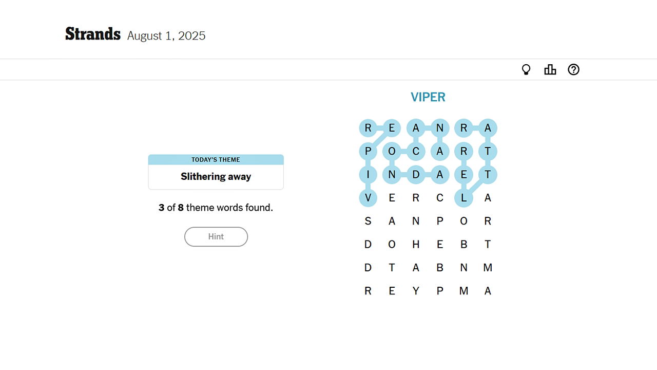 NYT Strands and Connections Solution for Today (August 1, 2025)