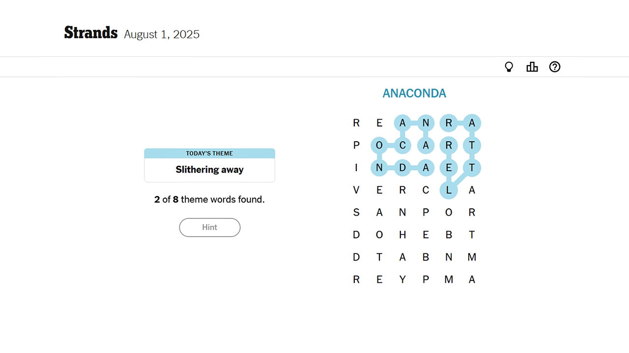 NYT Strands and Connections Solution for Today (August 1, 2025)