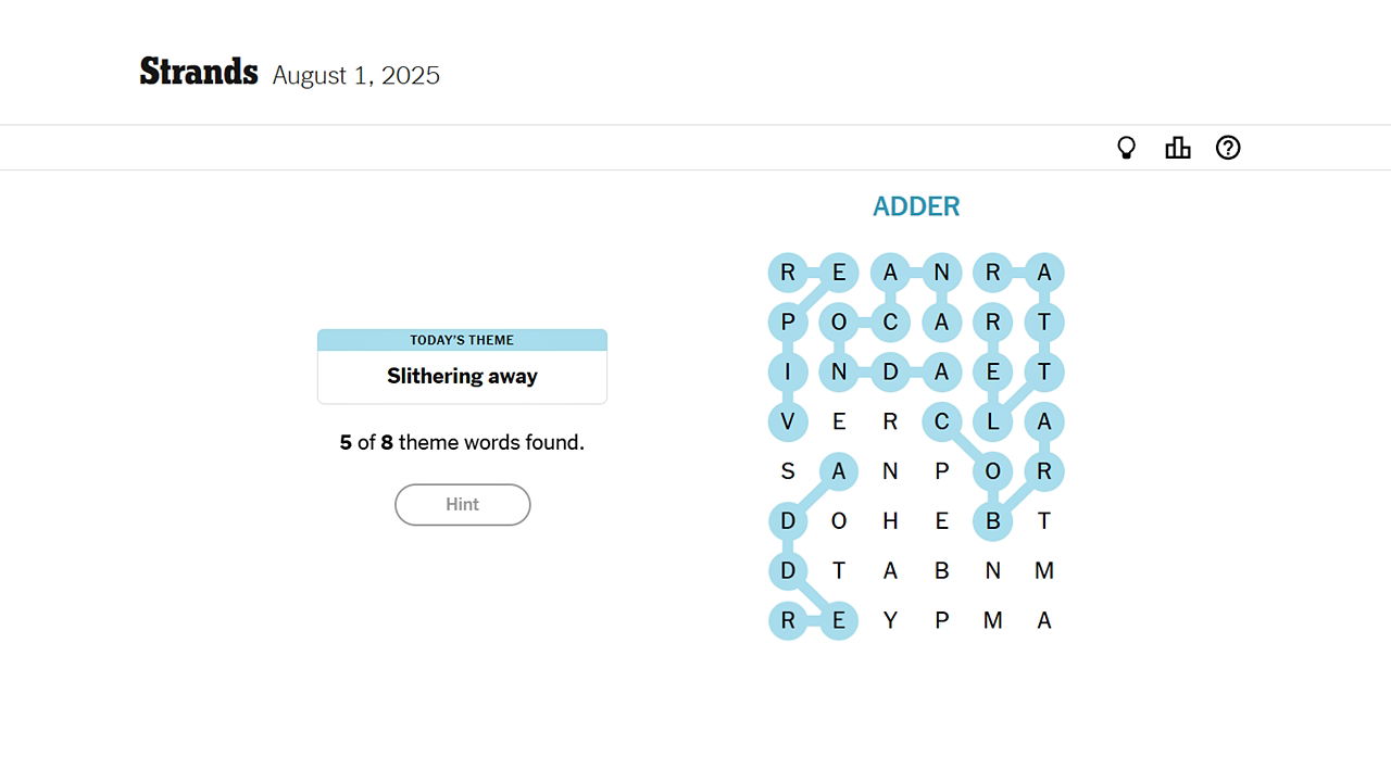 NYT Strands and Connections Solution for Today (August 1, 2025)