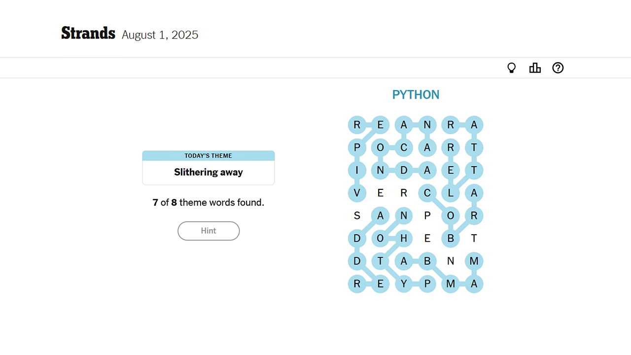 NYT Strands and Connections Solution for Today (August 1, 2025)