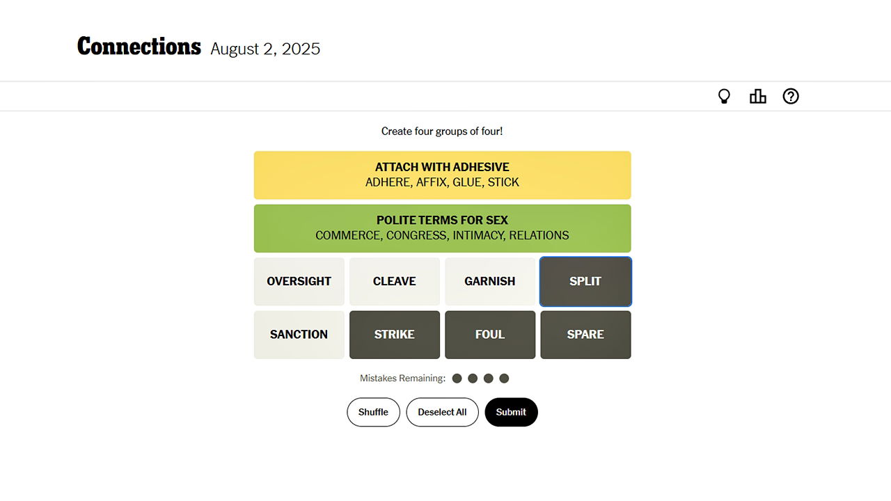 NYT Strands and Connections Solution for Today (August 2, 2025)